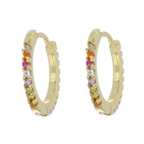 Arracadas Circonita Mix Color Acabado en Chapado Oro Ziane Plata 925