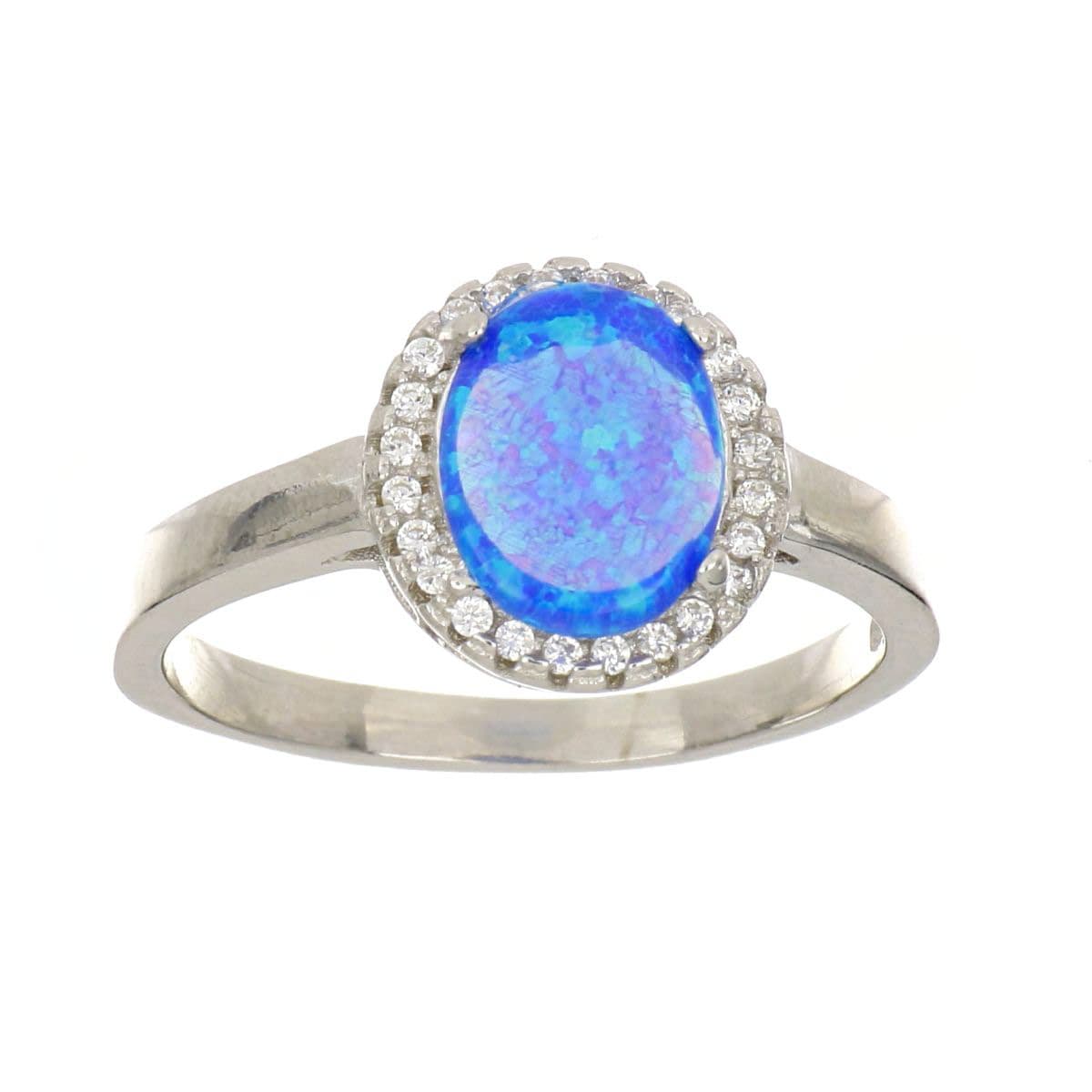 Anillo con Piedra Central Azul Opal Plata .925 Rodio Farfalla 925