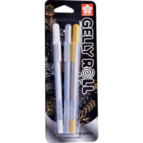 Gelly Roll Plumas Metallic and White 3 Pza