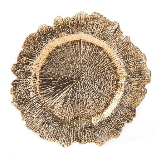 Plato base dorado polipropileno ornamental