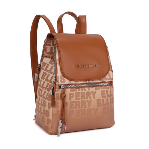 Bolsa estilo Backpack marca Perry Ellis color camello modelo A10147
