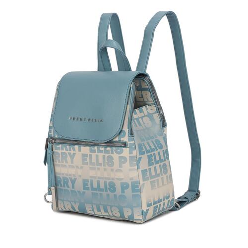 Bolsa estilo Backpack marca Perry Ellis color azul con gris modelo A10148