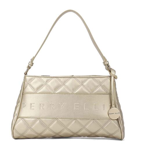 Bolsa estilo shoulder marca Perry Ellis color dorado modelo A10185