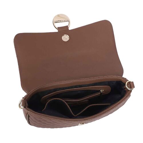 Bolsa estilo crossbody marca Perry Ellis color café modelo A10191