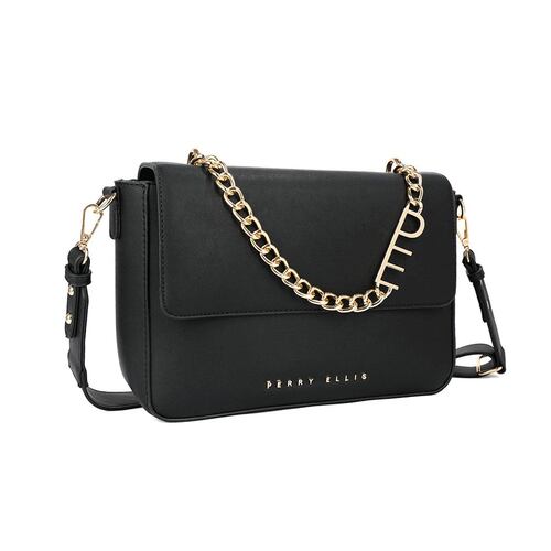 Bolsa estilo Crossbody marca Perry Ellis color negro modelo A10209