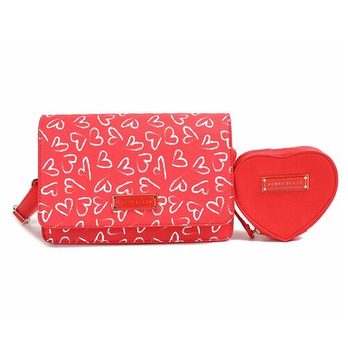 Bolsa estilo crossbody marca Perry Ellis color rojo modelo A10286