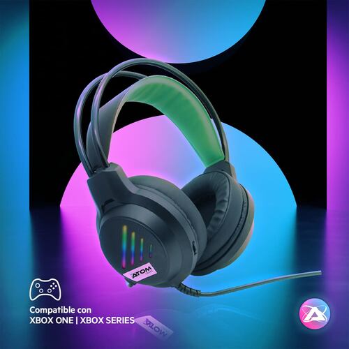 Audífonos Gamer RGB ATOM GAMES para XBOX Alámbrico con Micrófono Ajustable