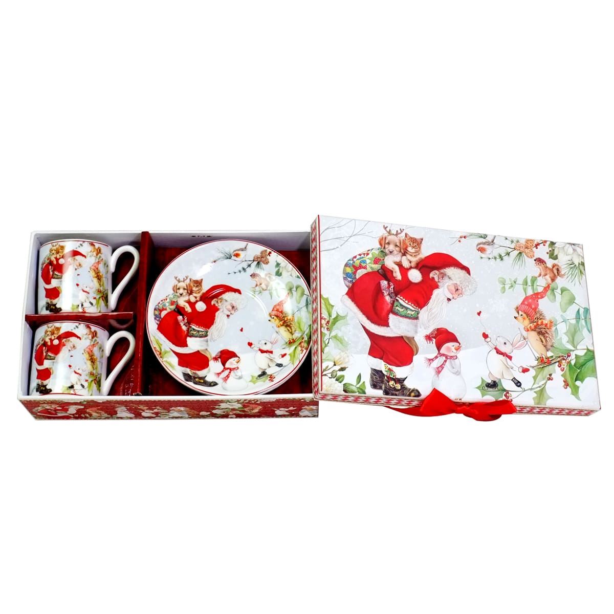 Set Caja de Regalo Brivogue Tazas Expresso + Platos Navidad Santa Party ...