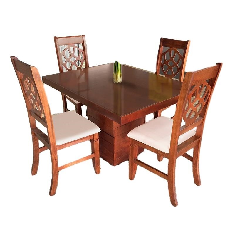 Comedor Leo 4 Sillas Nogal - Kessa.