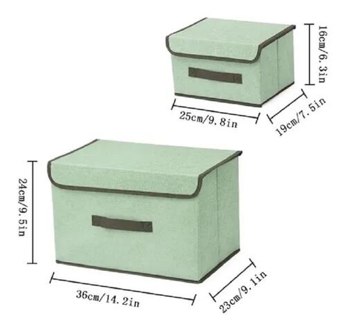 2 Juegos De Caja Plegable De Tela Para Almacenamiento Marron
