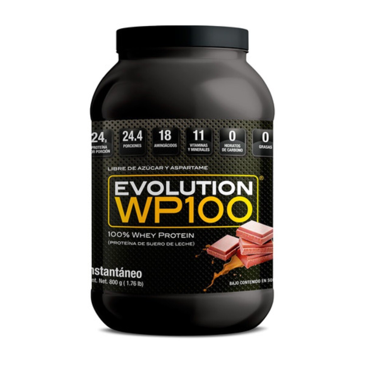 Suplemento en polvo Evolution WP100 proteínas 800 G Sabor Chocolate