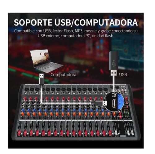 Mezcladora De 16 Canales Mixer Usb