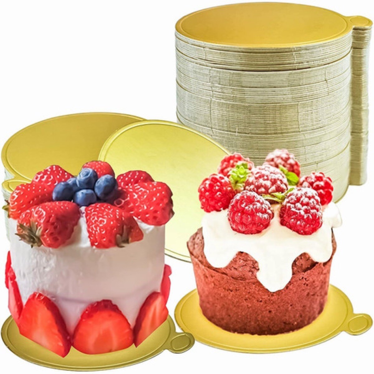 Bases moldes Para Mini Postre 200 Piezas Color Dorado 9 Cm