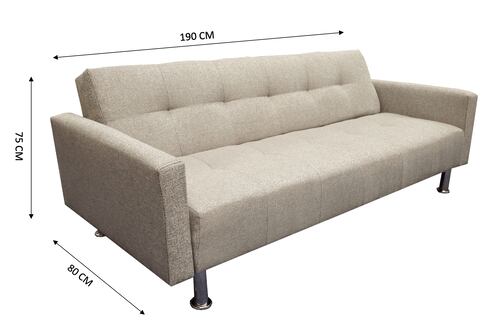 Sofa Cama Paris 3 Posiciones, Brazos Movibles, Beige, El Bazar Store.