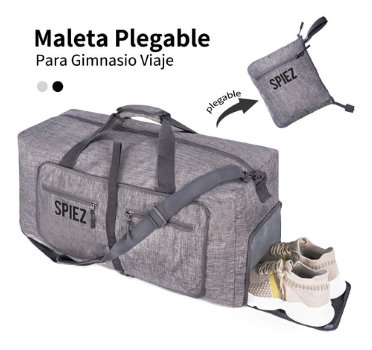 Maleta Deportivo Viaje Plegable Portátil Retráctil 65 Litros Gris