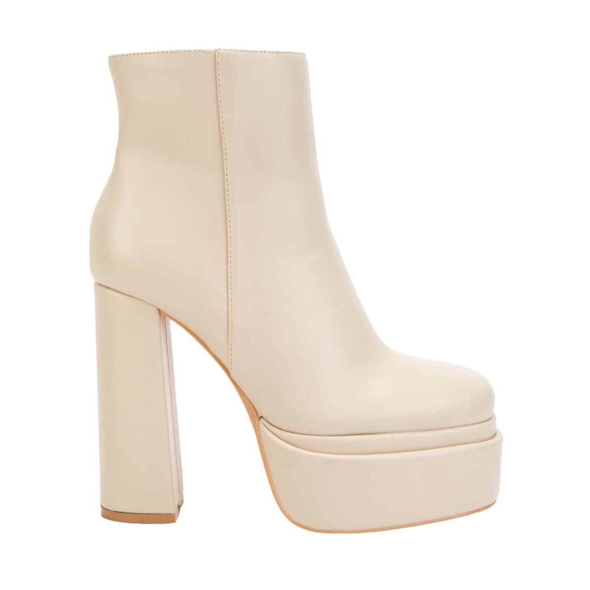 Botas de vestir color beige con doble plataforma y tacón alto, marca ...