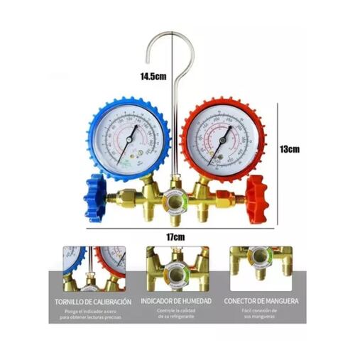 Juego Manómetros Refrigeración R410a R134a R 22 R404a+5 cabeza