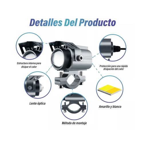 Par Faros De Lupa Led Auxiliar Luz Doble Color Auto Moto 80w