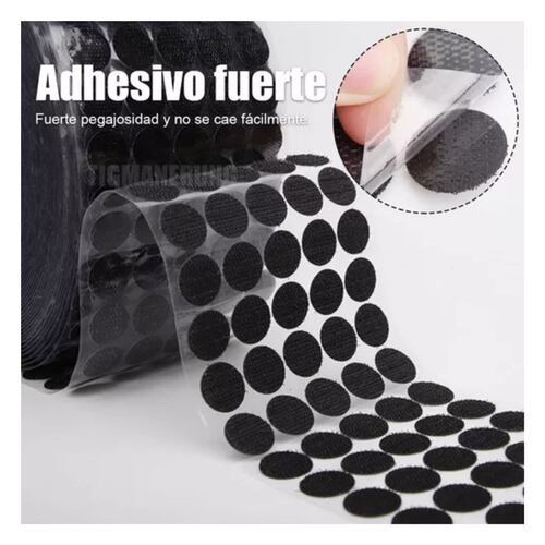 500pz Etiquetas Circulo Adhesivo Cinta Contactel Velcro 20mm Negro