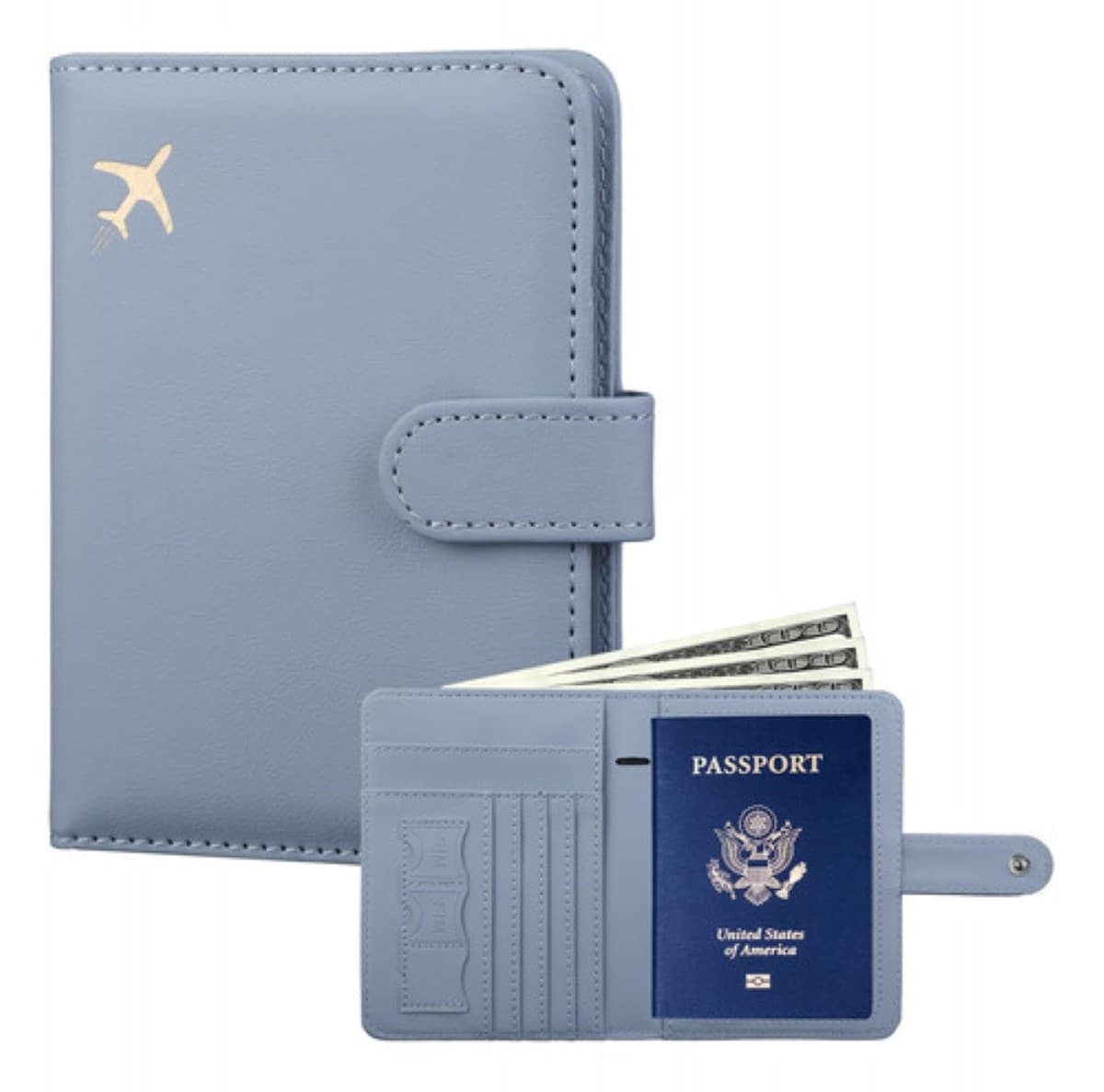 Porta Pasaporte Familiar , Documentos Funda Protectora Viaje Celeste