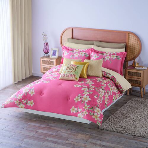 Edredón King Size C/Fundas Magda Rosa Colchas Concord