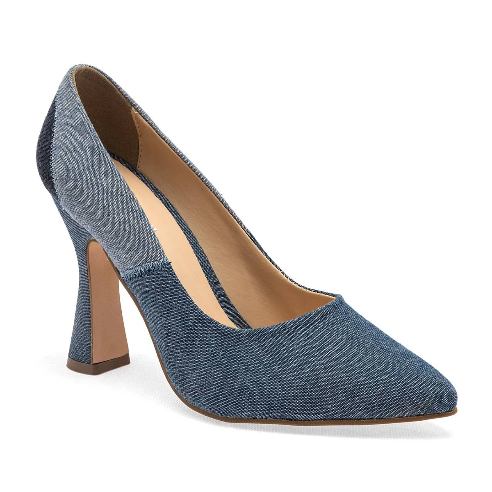ZAPATILLA DE PUNTA CON TACON PIRAMIDE Pravia 2858 Color Azul PARA Mujer Tx7