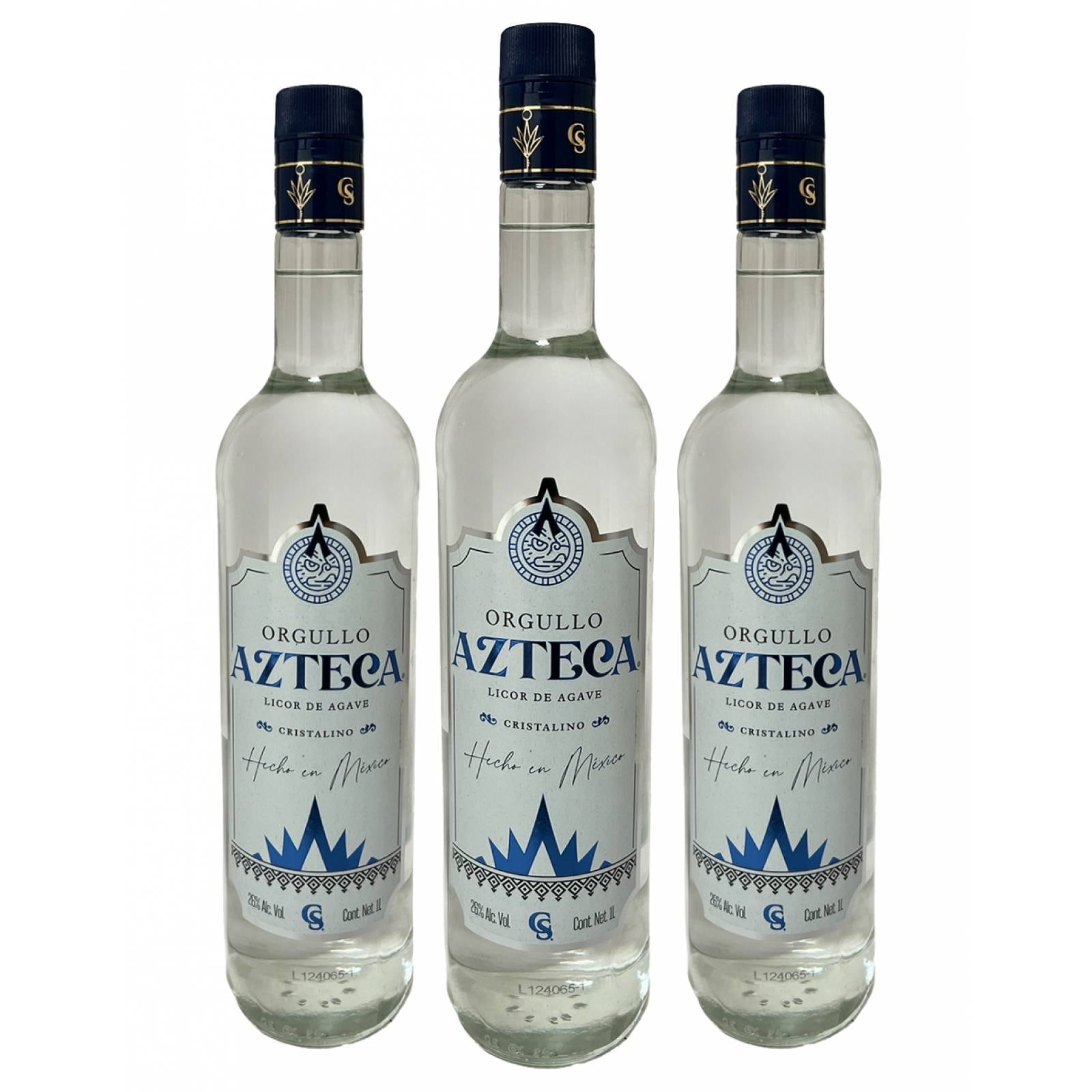 Tripack Licor De Agave Orgullo Azteca Cristalino 1000 Ml