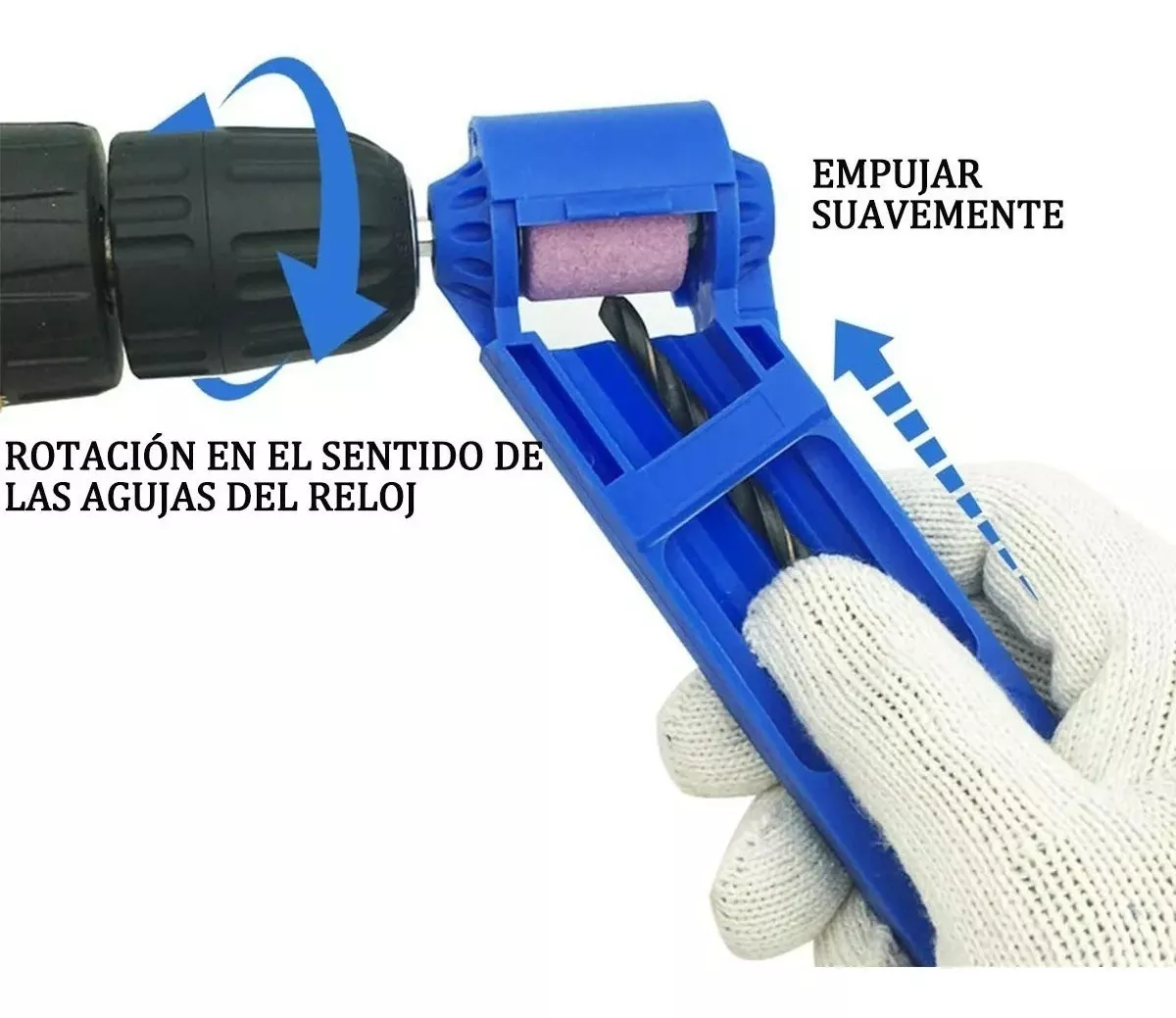 Afilador Broca Portatil Taladro Repara Saca Punta Filo Lija Azul