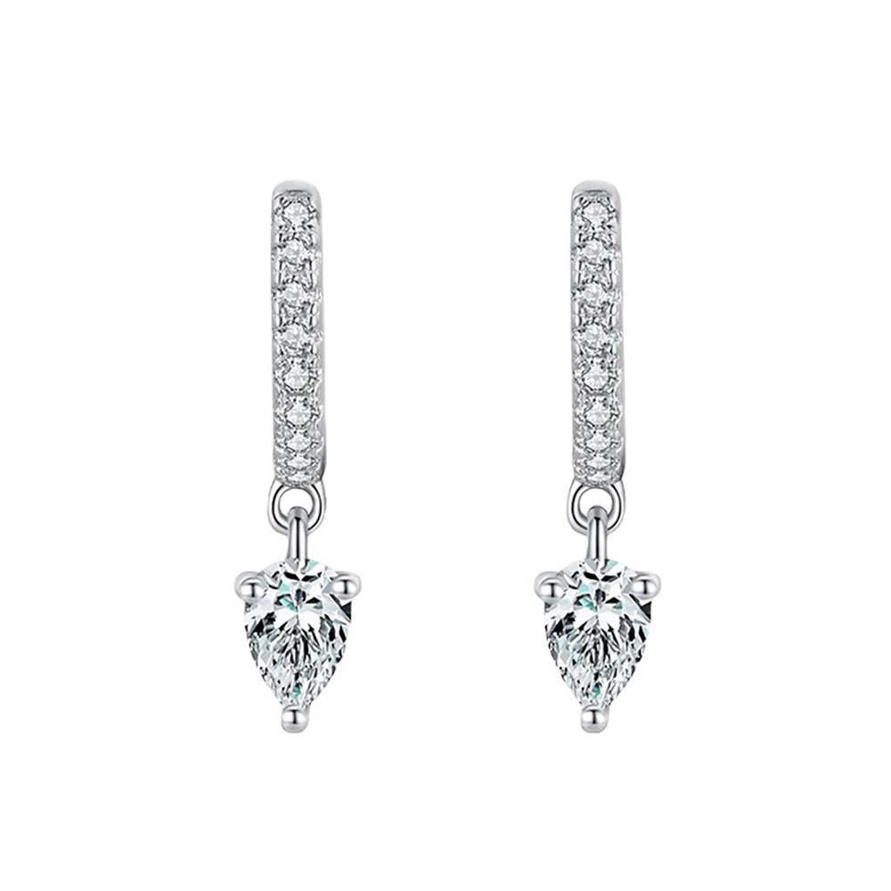 Aretes Huggies Modernos Con Colgante Plata 925.