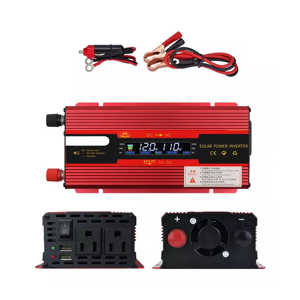 Inversor De Corriente Convertidor Para Auto 4000w- Dc12v/24v.