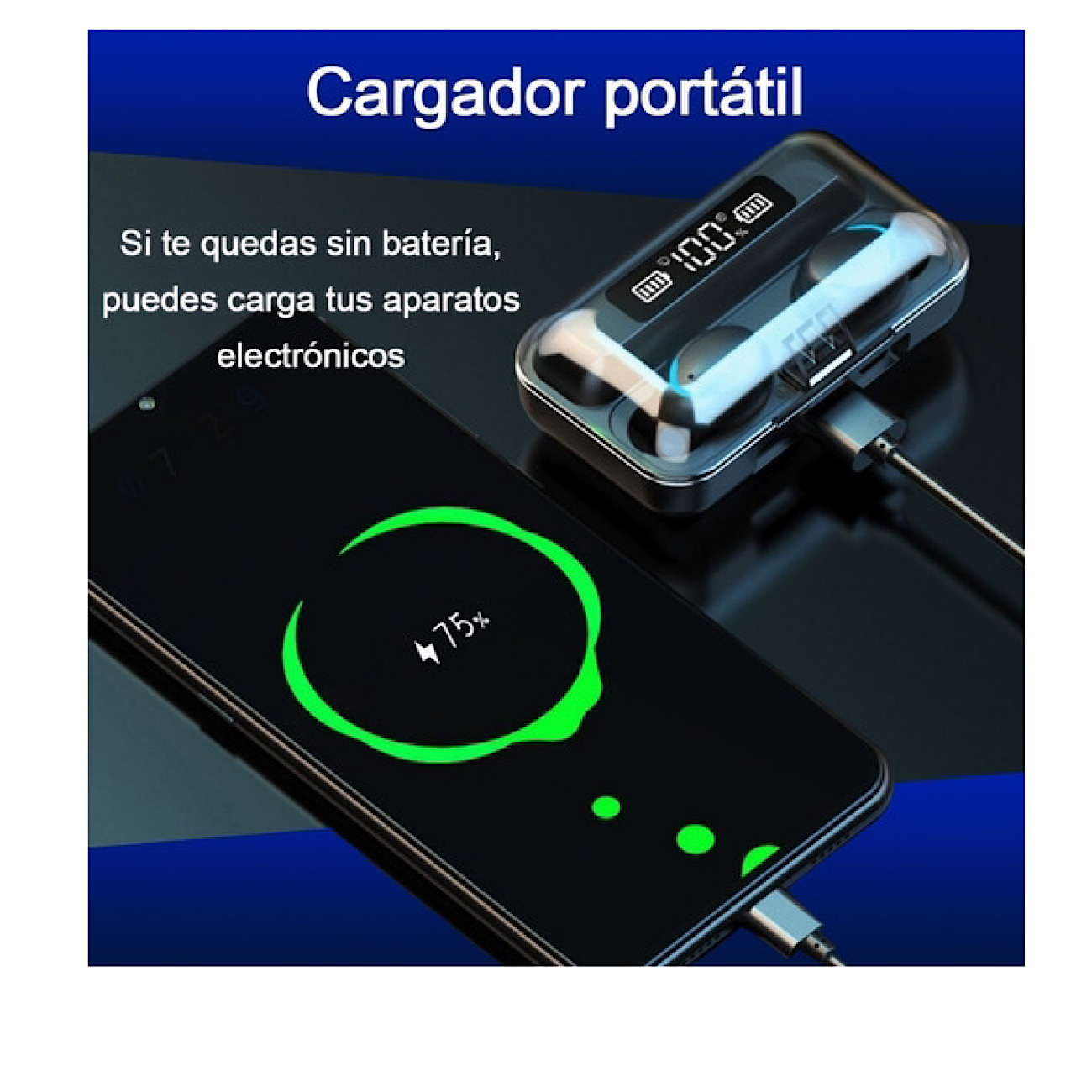 Audífonos In-Ear Gamer Bluetooth F9-5 Negro con luz.