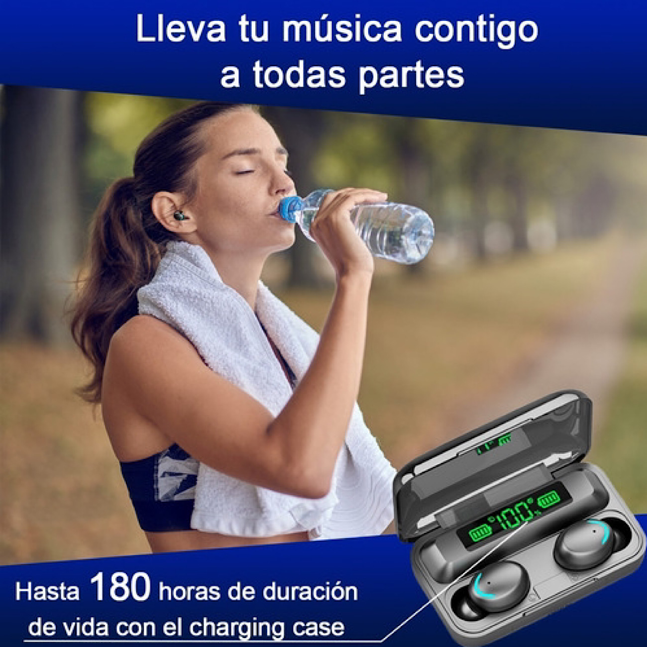 Audífonos In-Ear Gamer Bluetooth F9-5 Negro con luz.