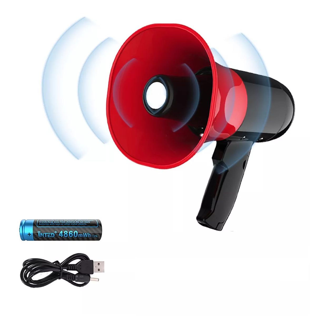 Megáfono Recargable Usb 35w Con Grabador Y Sirena Bluetooth.