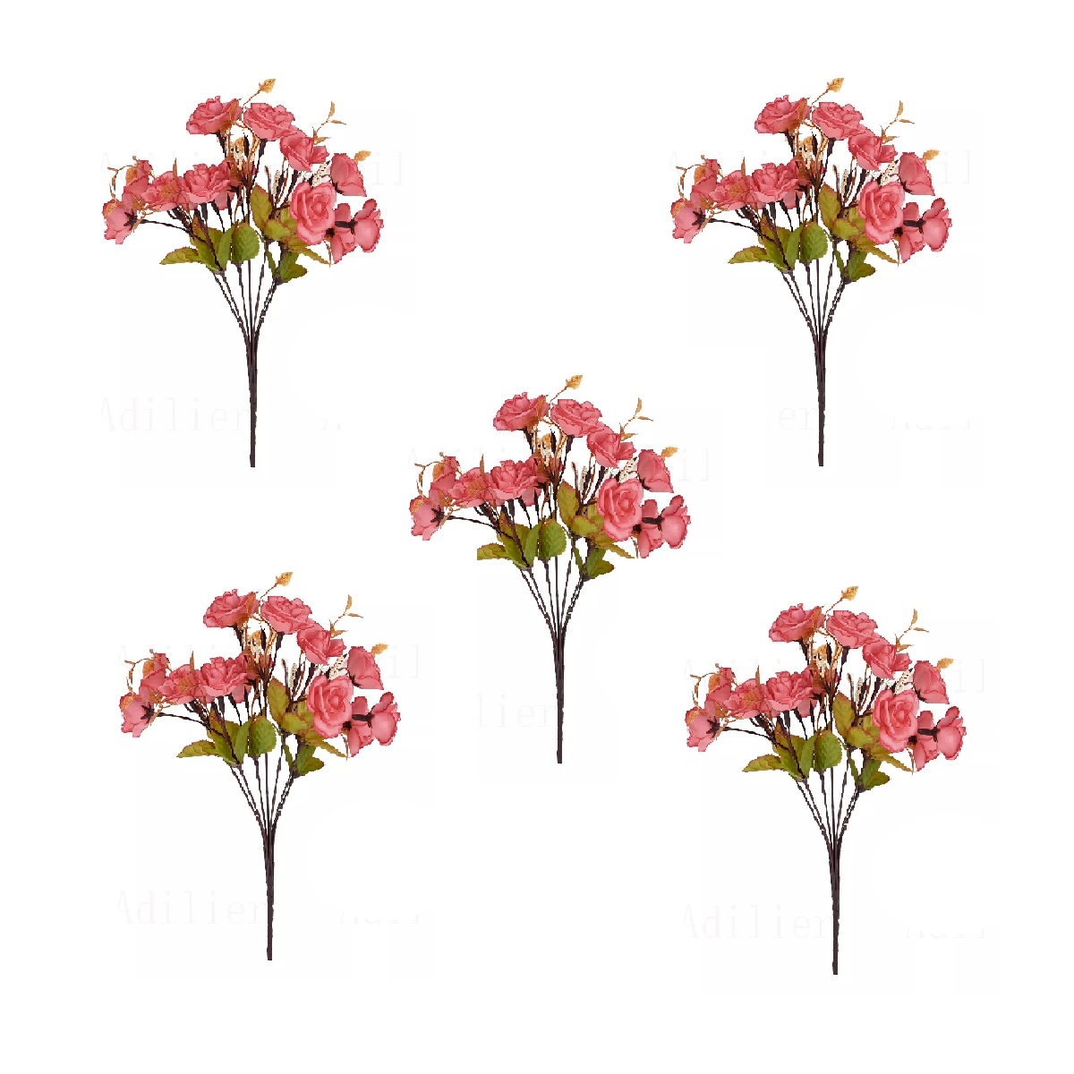 Kit 5 Ramos Flores Artificiales Decoracion Hogar 70 Flores Rosa.