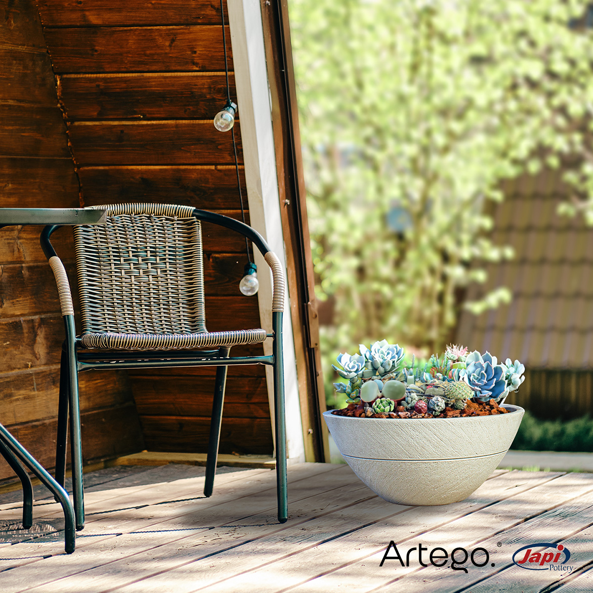 Maceta moderna para exteriores bowl de 55 cm de ancho DRIZZLE de ...