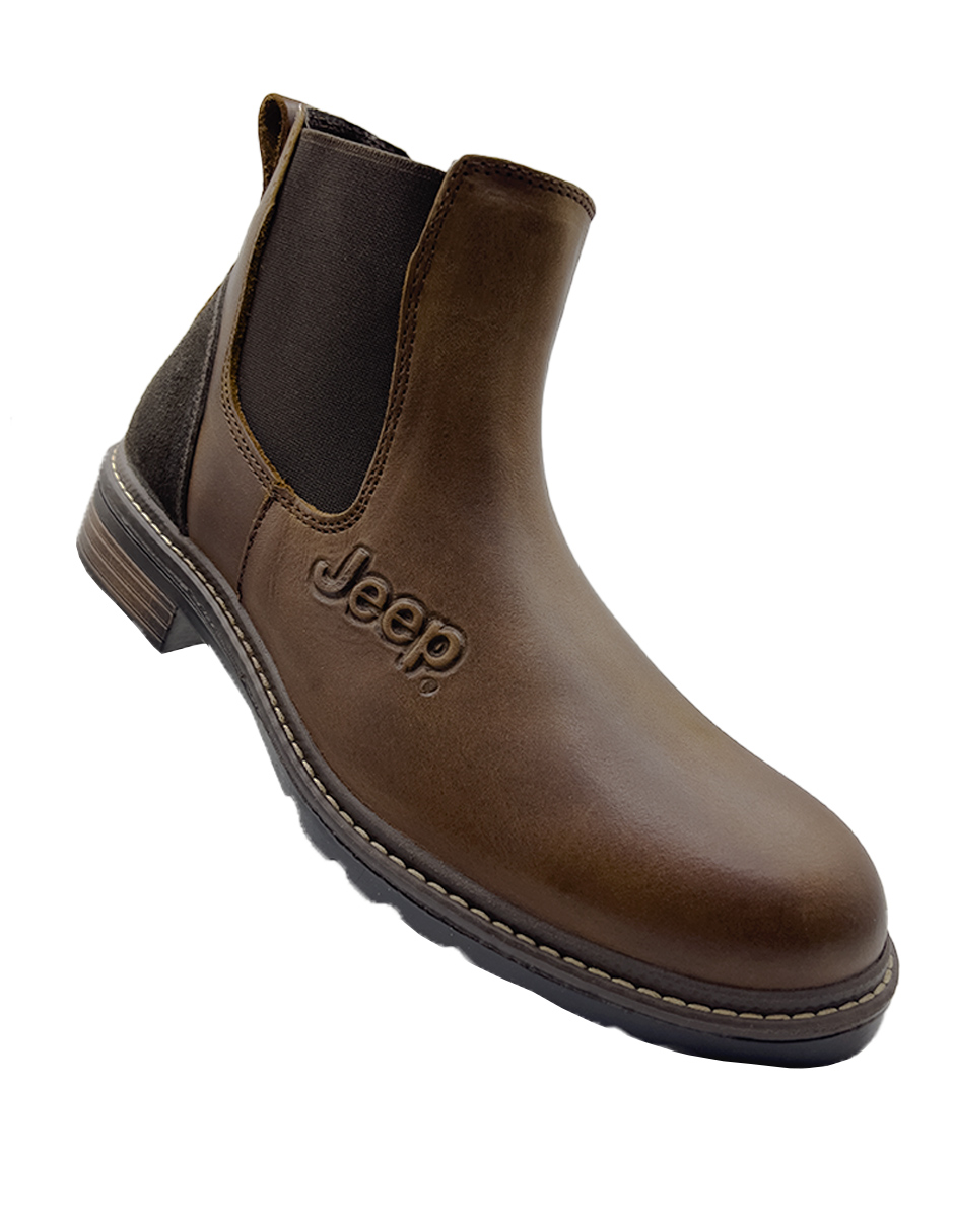 Botas Chelsea Jeep De Piel Para Caballero Modelo 20101 Color Roble.