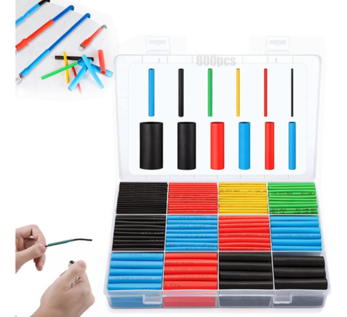 Set 800 Pcs 12 Tamaños De Tubo Termoretractil Termofil Con Caja