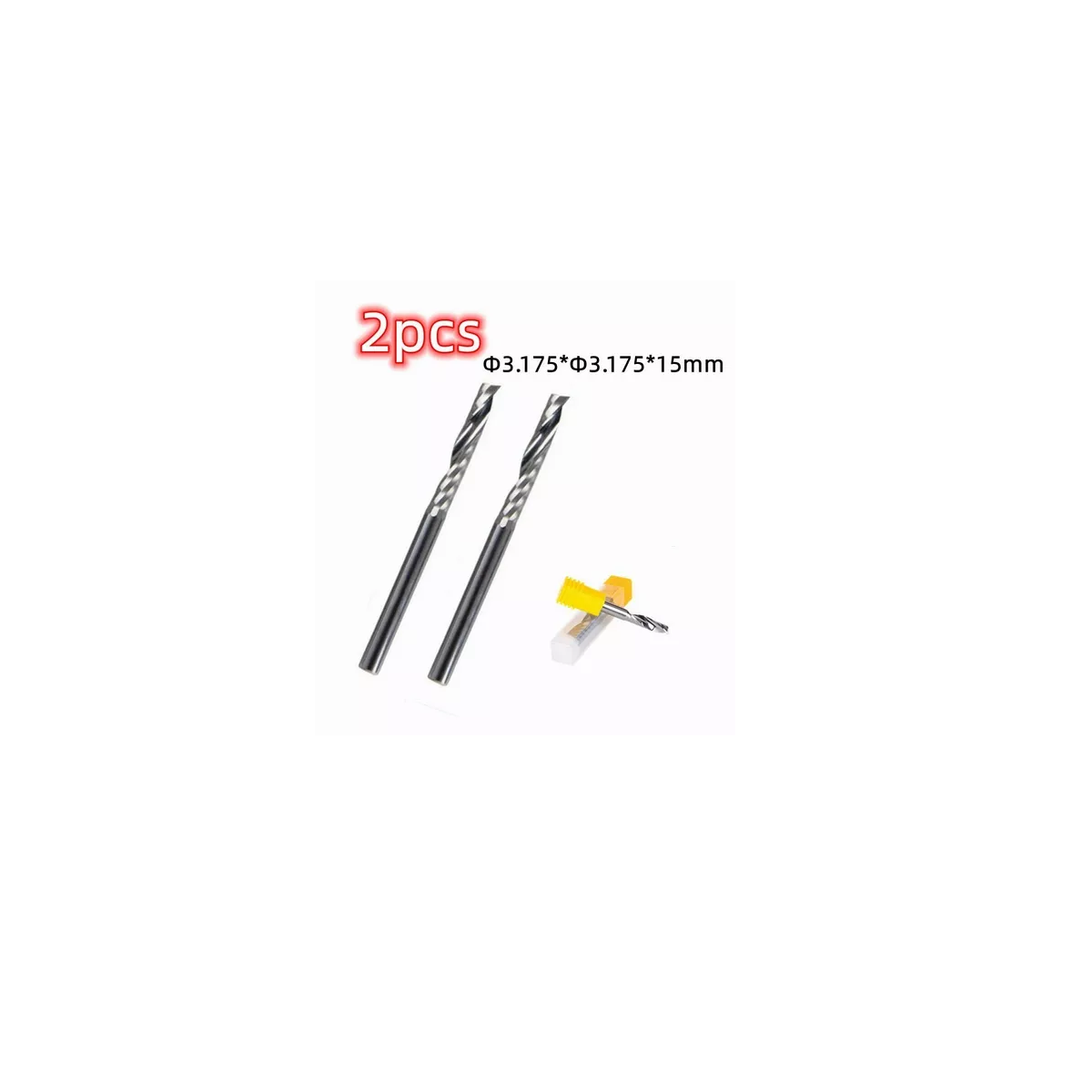 2 Cortador Broca Fresa Router Cnc (1/8) Aluminio Y Acrílico Plata.