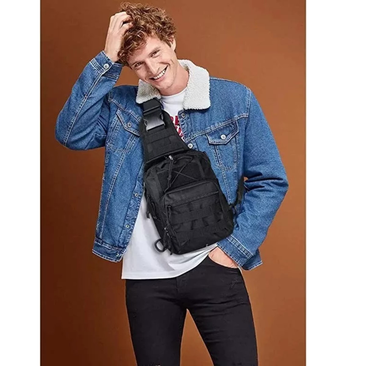 Mochila táctica versátil pecho bolsa transporte senderismo caza ...