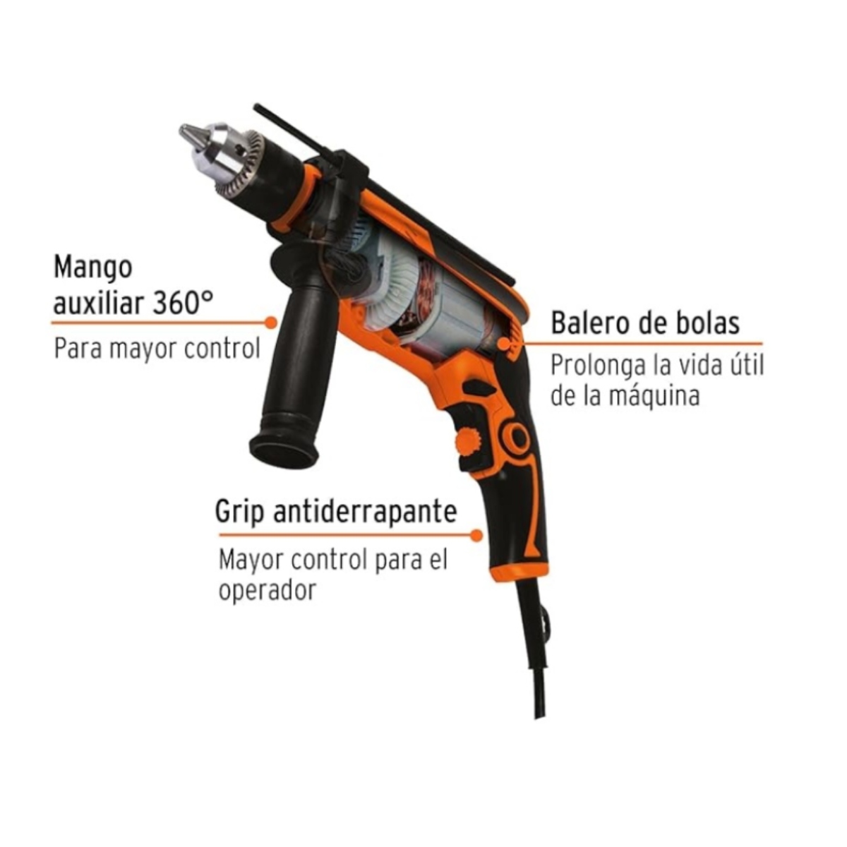 Taladro / Rotomartillo 1/2" Truper Pro ROTO-1/2A7 650W ENDY6.