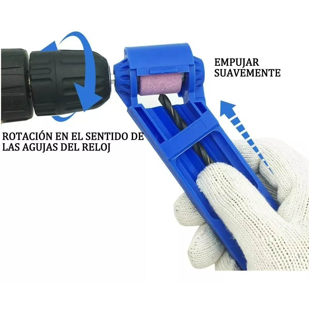 Afilador Broca Portatil Taladro Repara Saca Punta Filo Lija, Azul.