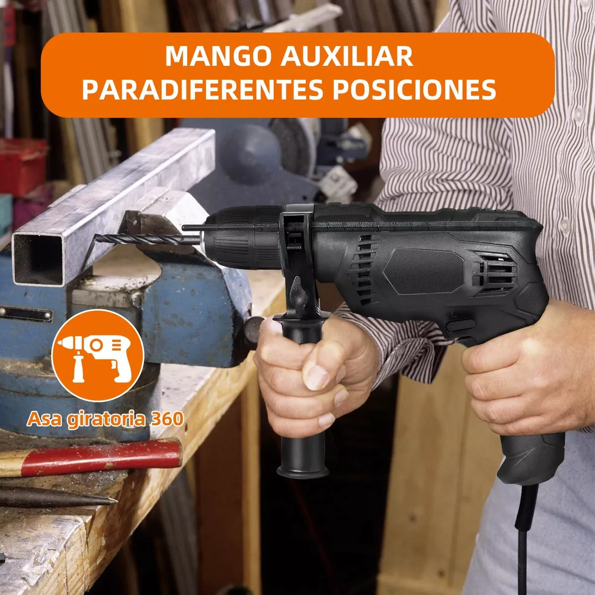 Taladro Rotomartillo 1280w+esmeriladora Con Accesorios 1600w.