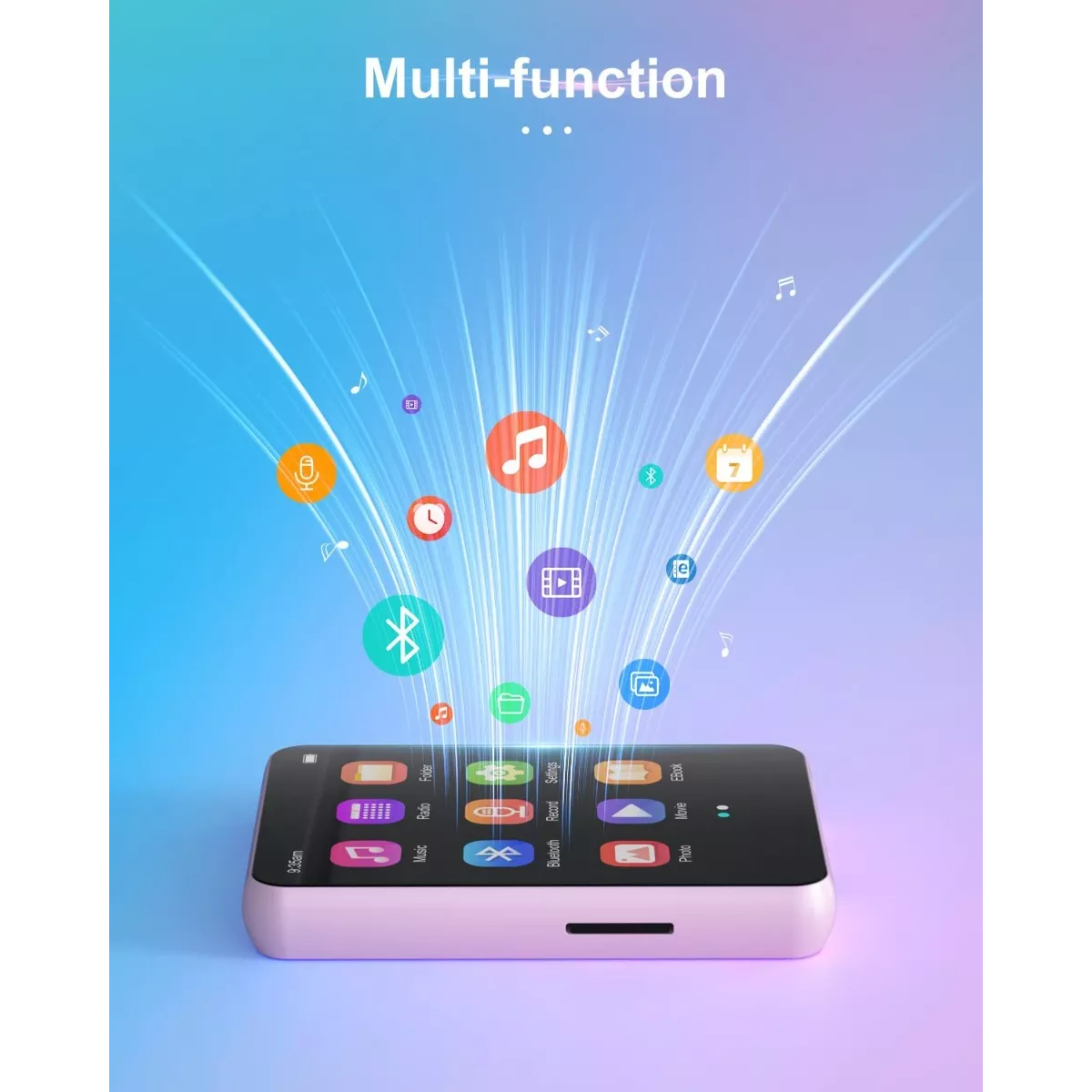 Reproductor De Música Mp3 Mp4 Rosa Bluetooth Audífonos 64 gb