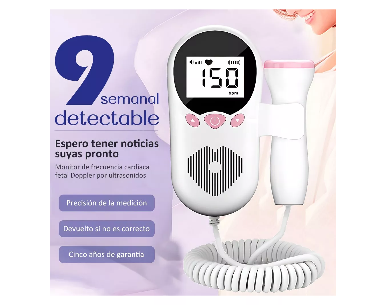 M Detector Doppler Fetal Frecuencia Latidos Monitores Bebé.