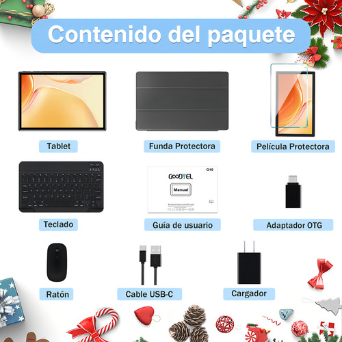 2024 Tablet Goodtel G10 10.1 Tableta 128GB ROM Negra Y 14GB RAM TF 1TB ...