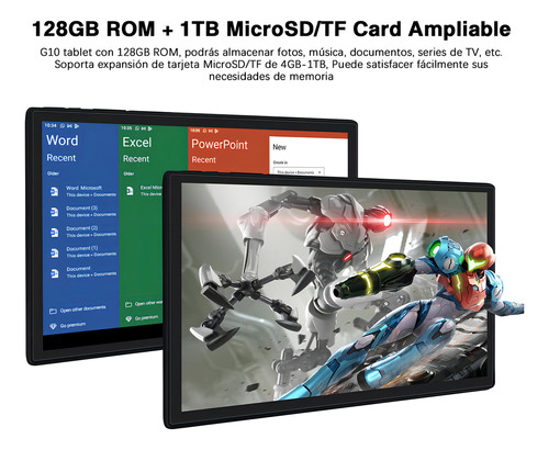 2024 Tablet Goodtel G10 10.1 Tableta 128GB ROM Negra Y 14GB RAM TF 1TB ...