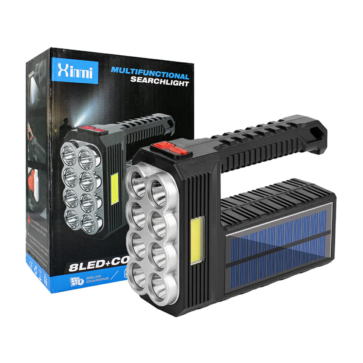 Lampara Táctica 15000 Lm 8led+cob Recargable Solar Usb