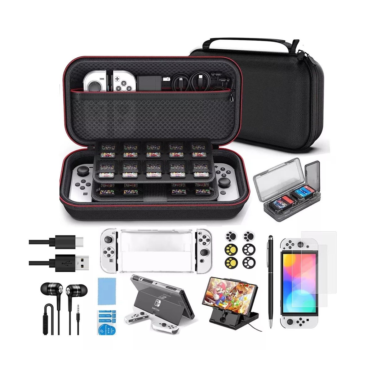 Estuche Protector Para Nintendo Switch Oled, 17 Piezas