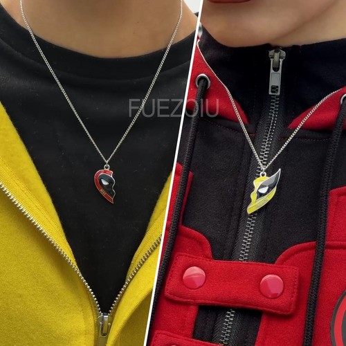 2pz Collar Amistad Dije Acero Inoxidable Corazón Mejor Amigo DEADPOOL