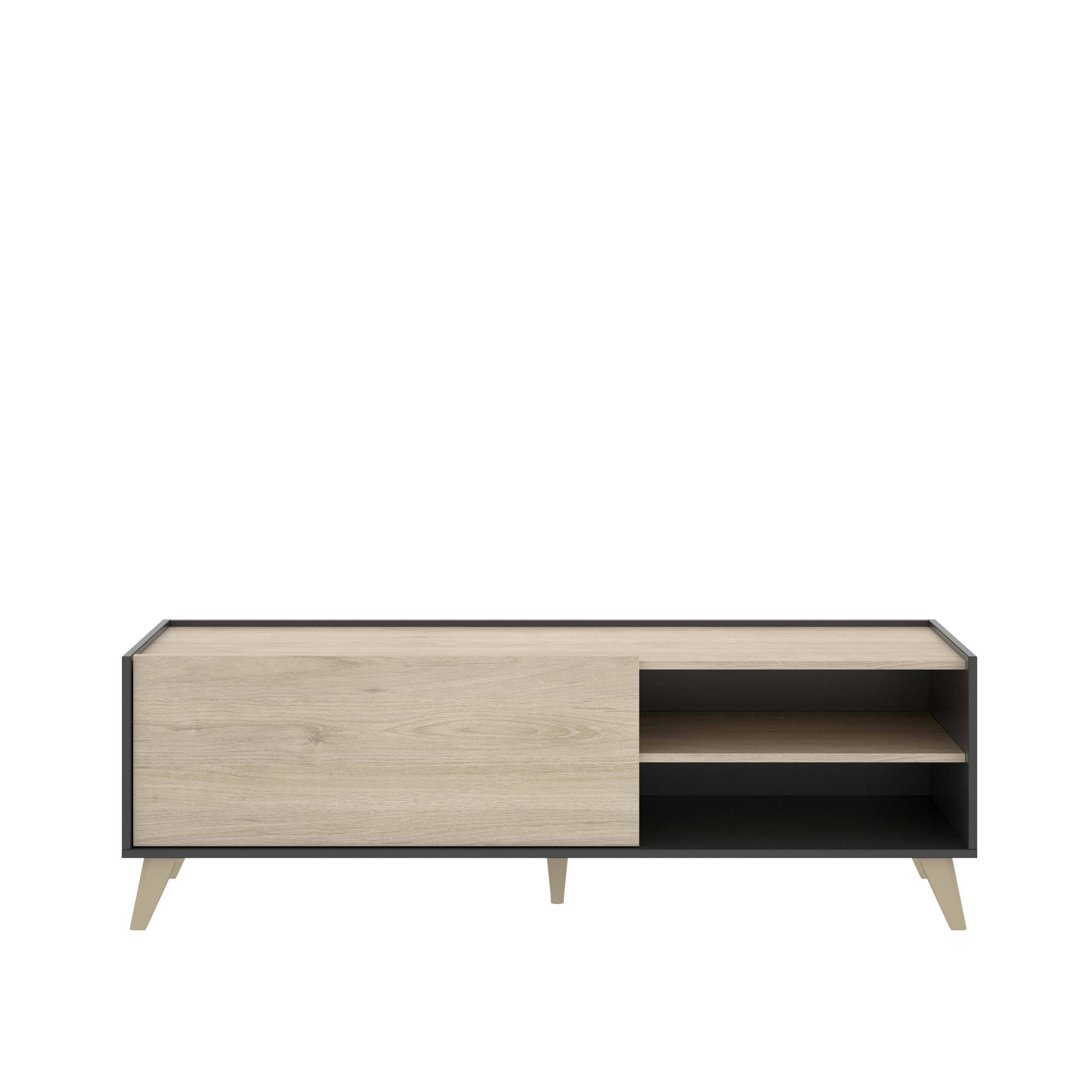 Mueble de TV Color Madera y Gris Obscuro con 1 Puerta Abatible, 2 ...